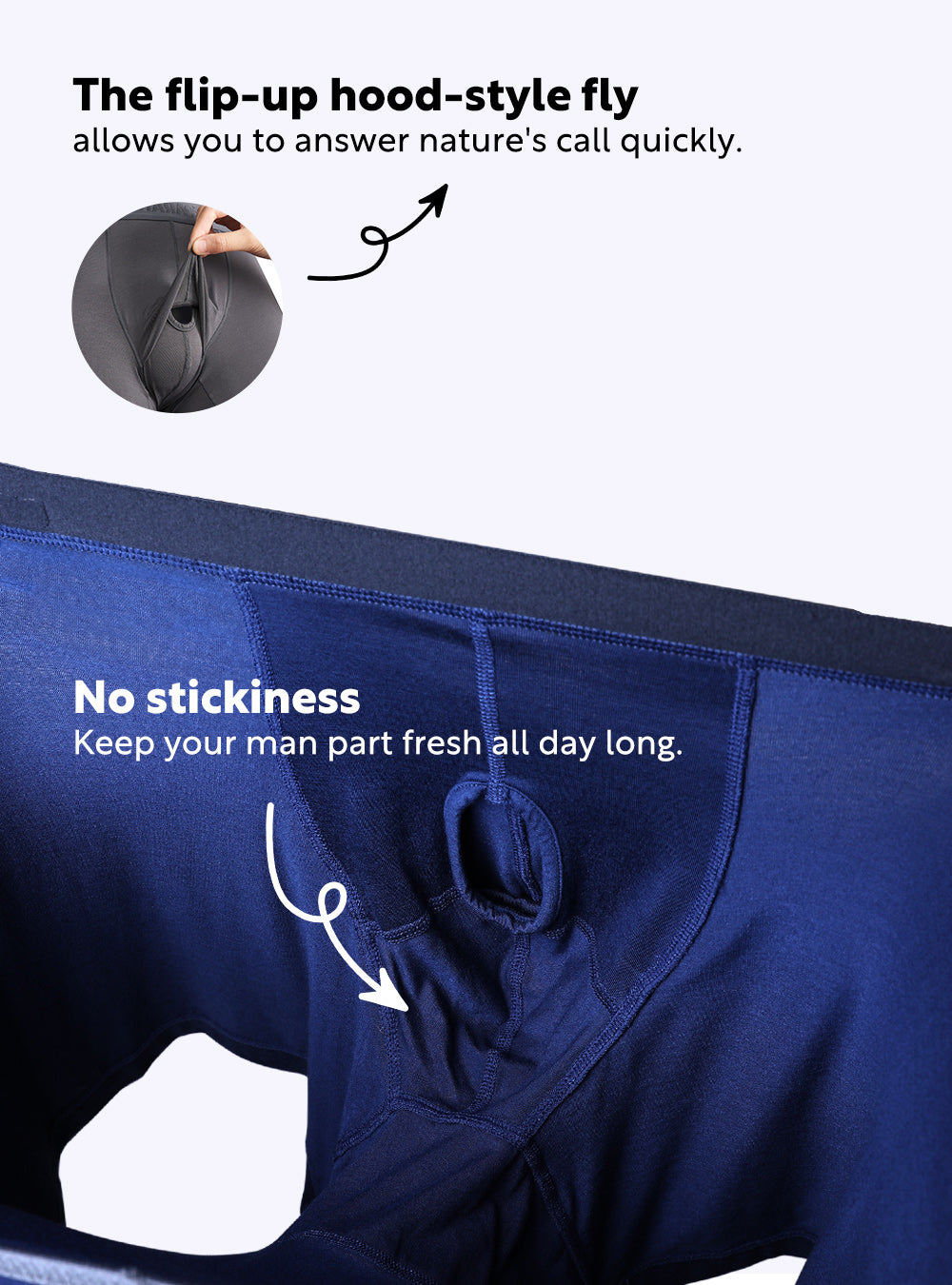 Separatec Basic Bamboo Rayon Men's Boxer Briefs Dual Pouch Underwear