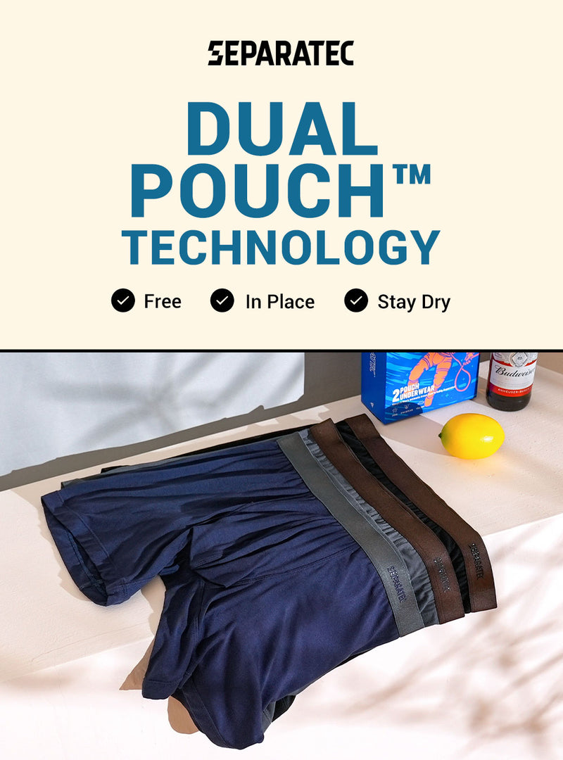 Separatec Basic Bamboo Rayon Men's Boxer Briefs Dual Pouch Underwear