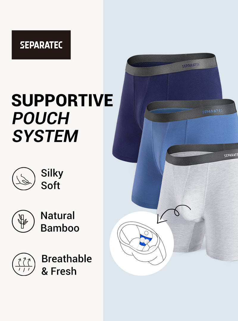 Separatec Basic Bamboo Rayon Men's Boxer Briefs Dual Pouch Underwear